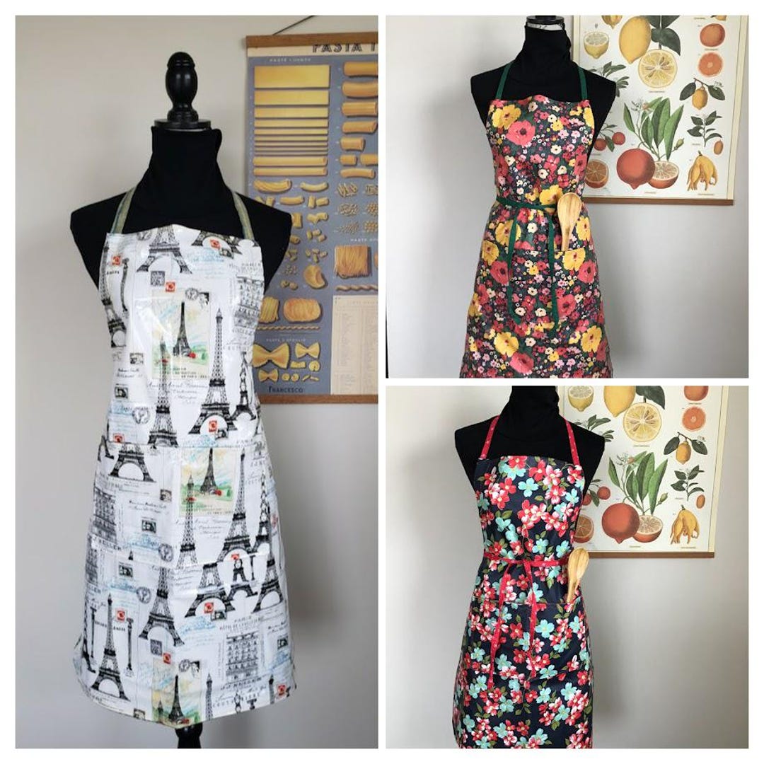 Laminate, Paris-themed Wipeable Adult Apron, Carpenter Style ...