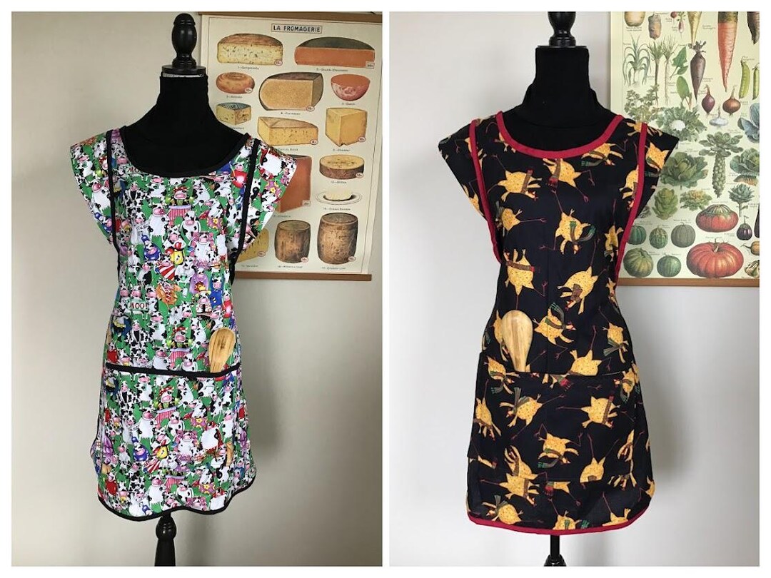Vintage Style Coverall Apron: Crazy Chickens & Cows, Farmhouse Cafe - Etsy