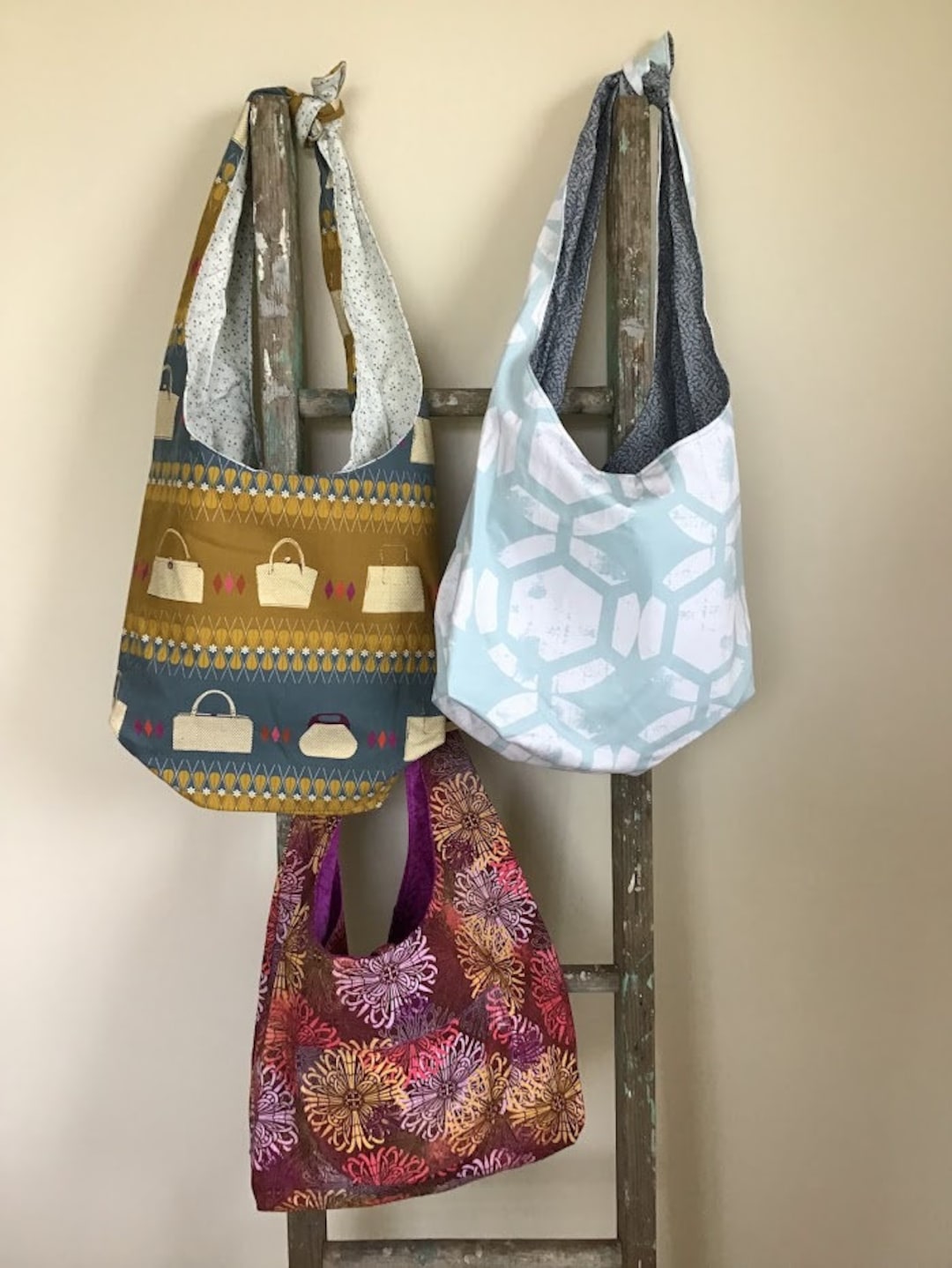 Adjustable Sling Tote Bag: Reversible Canvas Shopper - Etsy