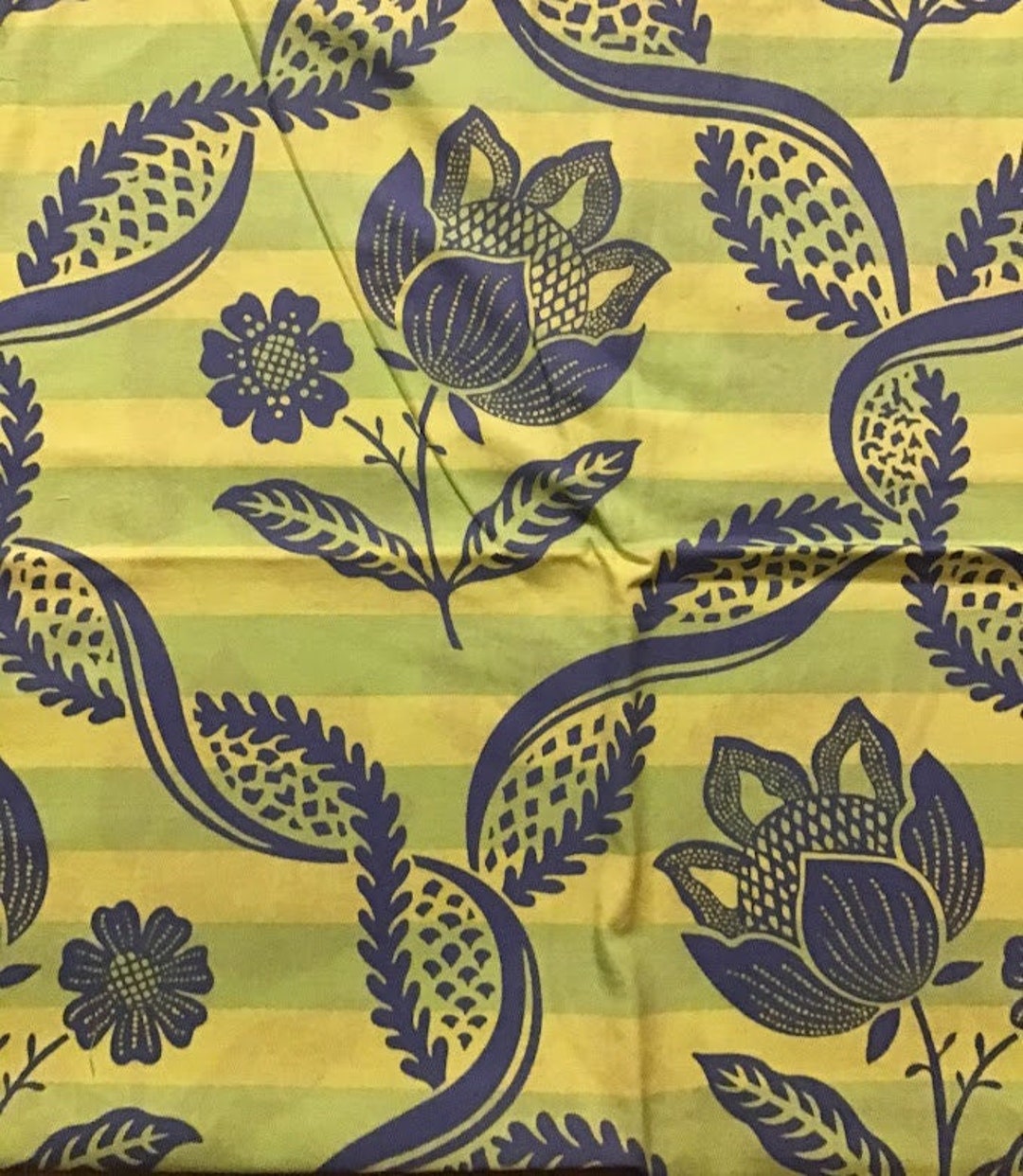 Amy Butler Charm Floral With Stripe Print, Cobalt, Blue, Green, Out of ...