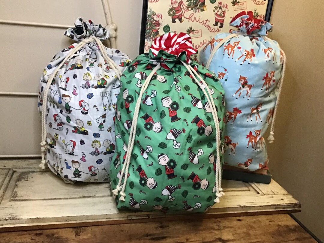 JUMBO Charlie Brown Christmas Sack, Reusable Drawstring Gift Bag ...