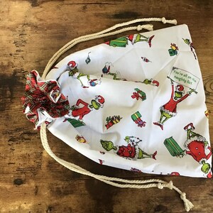 Grinch Christmas Sack, Reusable Drawstring Holiday Gift Bag, Whoville ...