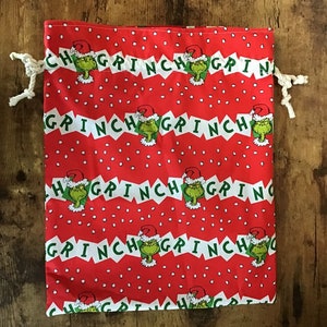 Grinch Christmas Sack, Reusable Drawstring Holiday Gift Bag, Whoville ...