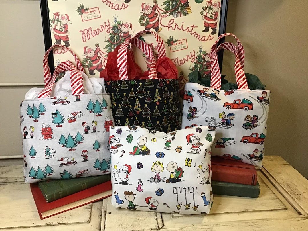 Holiday Reusable Gift Tote, Peanuts Sustainable Gift Giving, Snoopy ...
