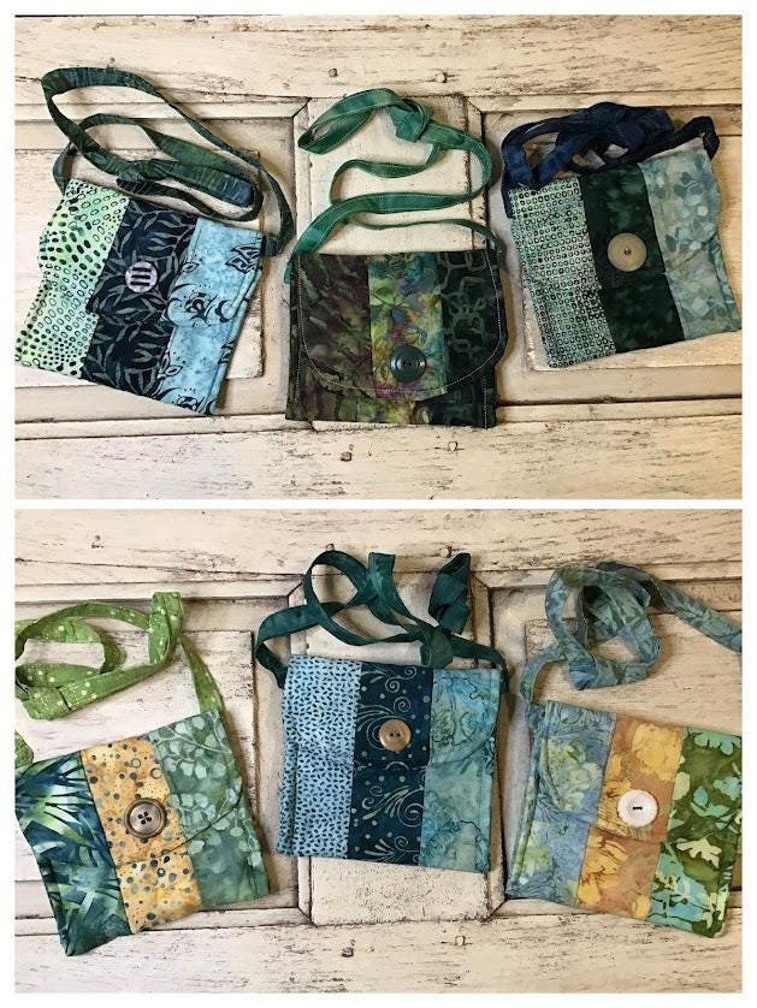 Green & Blue Batik Small Travel Bag, Versatile on the Go Bag, Small ...