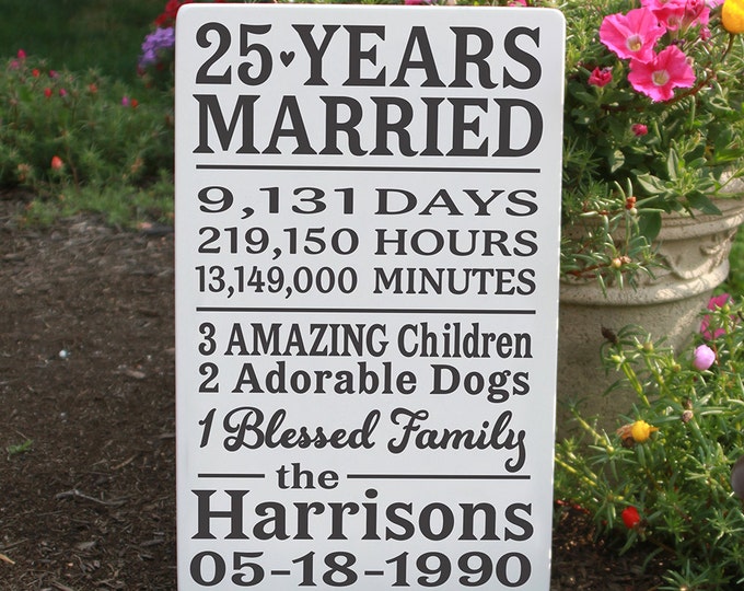 Personalized Anniversary Wood Sign / 25 Year Anniversary Wood Sign - Etsy