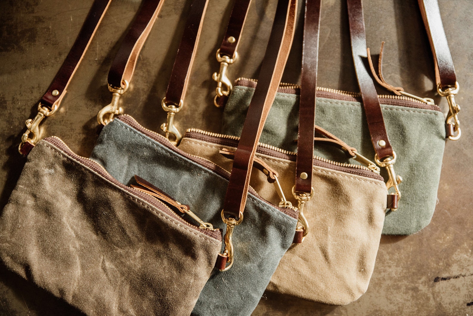 Waxed Canvas Cross Body Bag Waxed Canvas Clutch Wristlet | Etsy