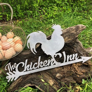 The Chicken Inn Rustic Metal Sign Rustic Farmhouse Decor Coop ...