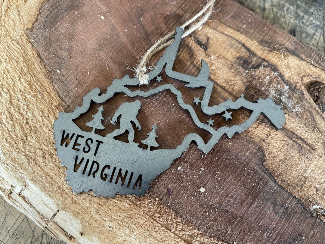 West Virginia State Yeti Bigfoot Sasquatch Mountain Scene Metal ...