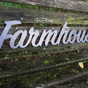 Farmhouse 23" Rustic Raw Steel Cursive Word Art Wall Sign Metal Home ...