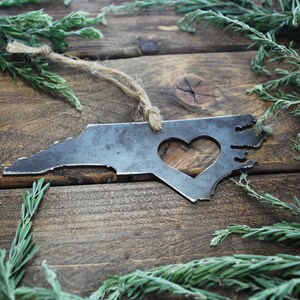 North Carolina State Ornament / Made From Recycled Raw Steel / | Etsy