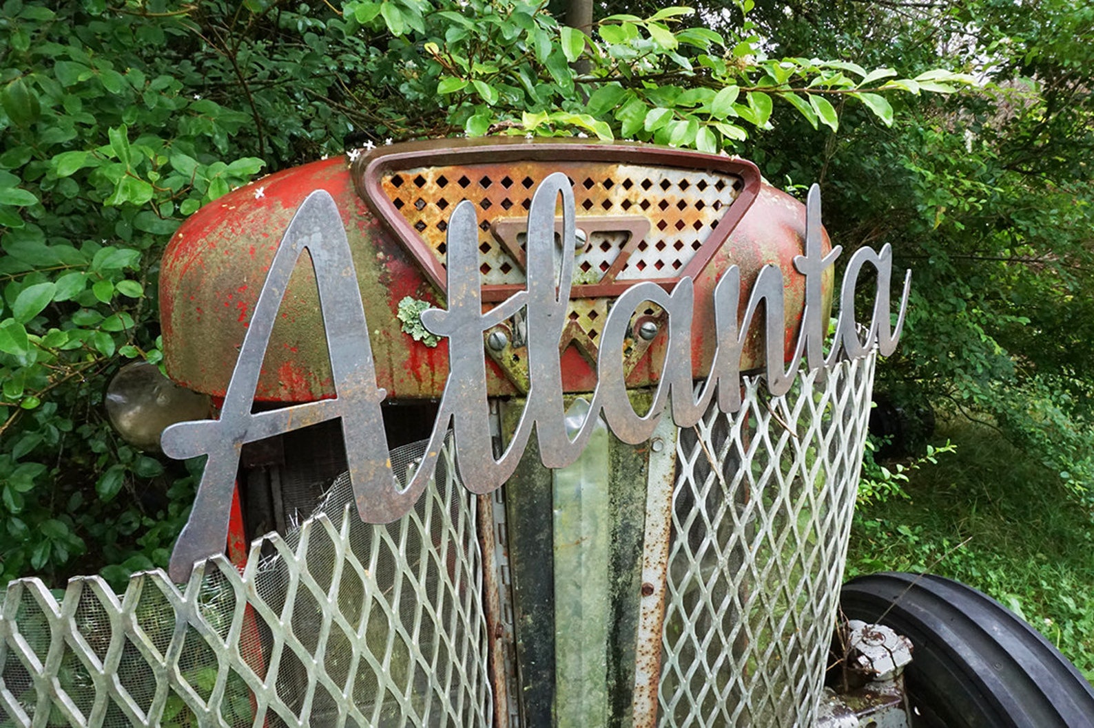 23 Atlanta Rustic Raw Steel Cursive Word Sign Georgia GA - Etsy