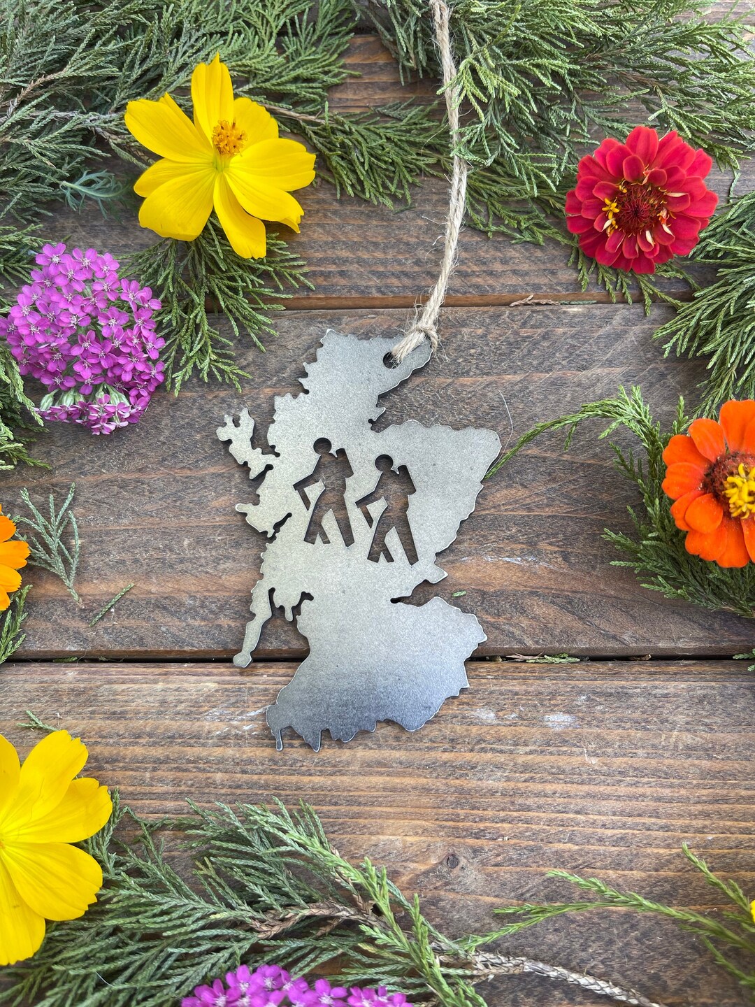 Scotland Hikers Raw Steel Ornament Sustainable Christmas Ornament ...