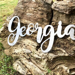 Georgia 23" Raw Steel Cursive Word Art Sign Metal by BE Outfitters - Etsy