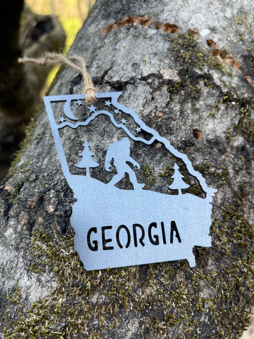 Georgia State Yeti Bigfoot Mountain Scene Ornament Made From Raw Steel ...