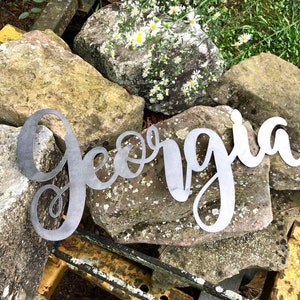 Georgia 23" Raw Steel Cursive Word Art Sign Metal by BE Outfitters - Etsy