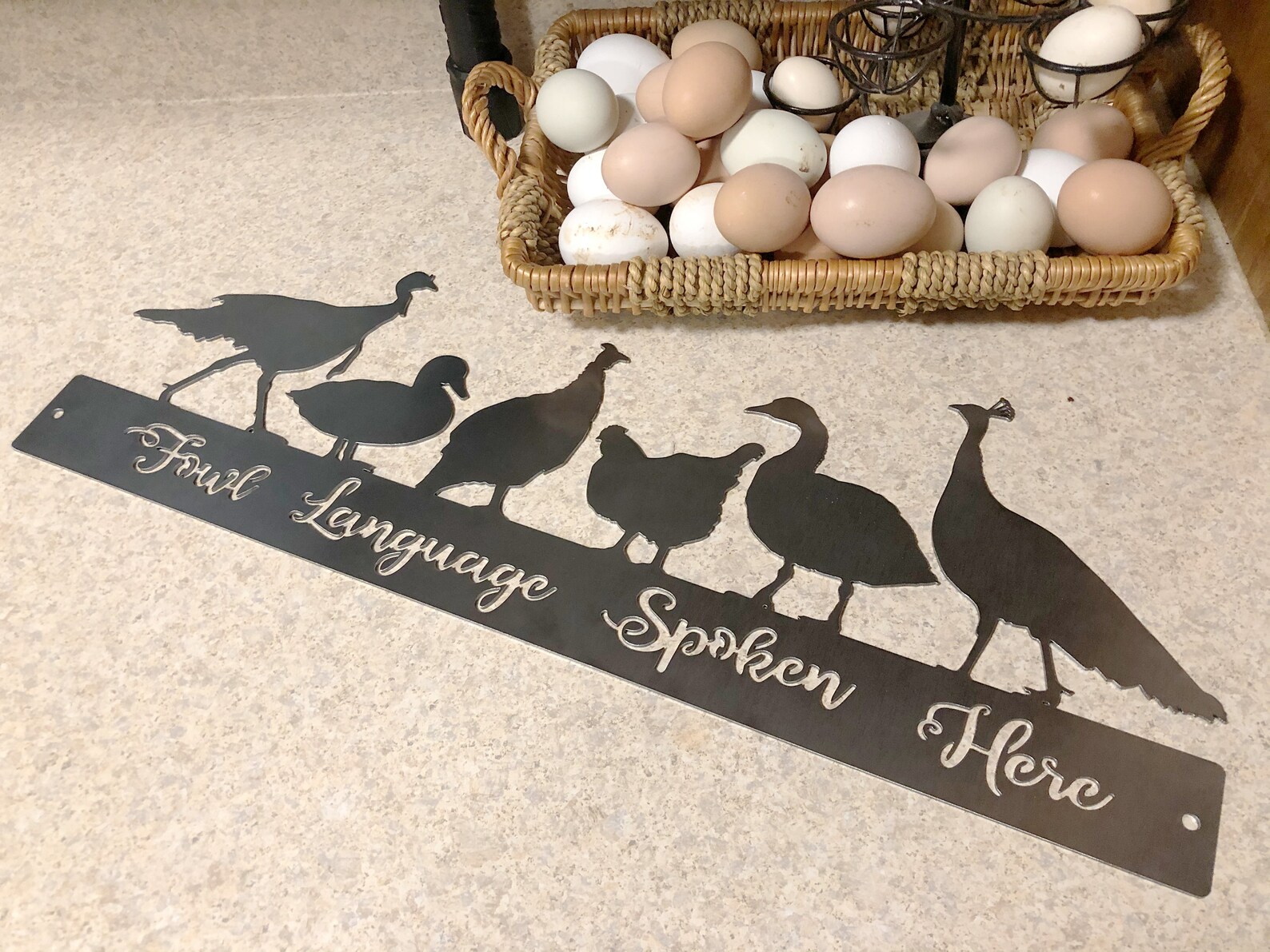 Fowl Language Spoken Here Farm Sign Made From Recycled Steel Metal ...