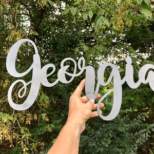 Georgia 23" Raw Steel Cursive Word Art Sign Metal by BE Outfitters - Etsy
