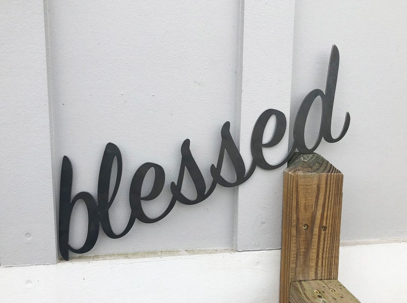 Blessed 23 Rustic Raw Steel Cursive Word Art Wall Sign - Etsy