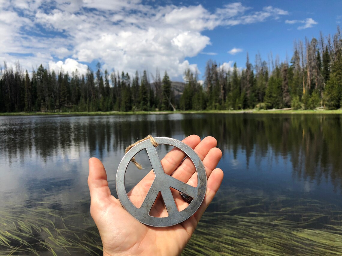 Peace Ornament Sustainable Recycled Raw Steel Peaceful Harmony - Etsy