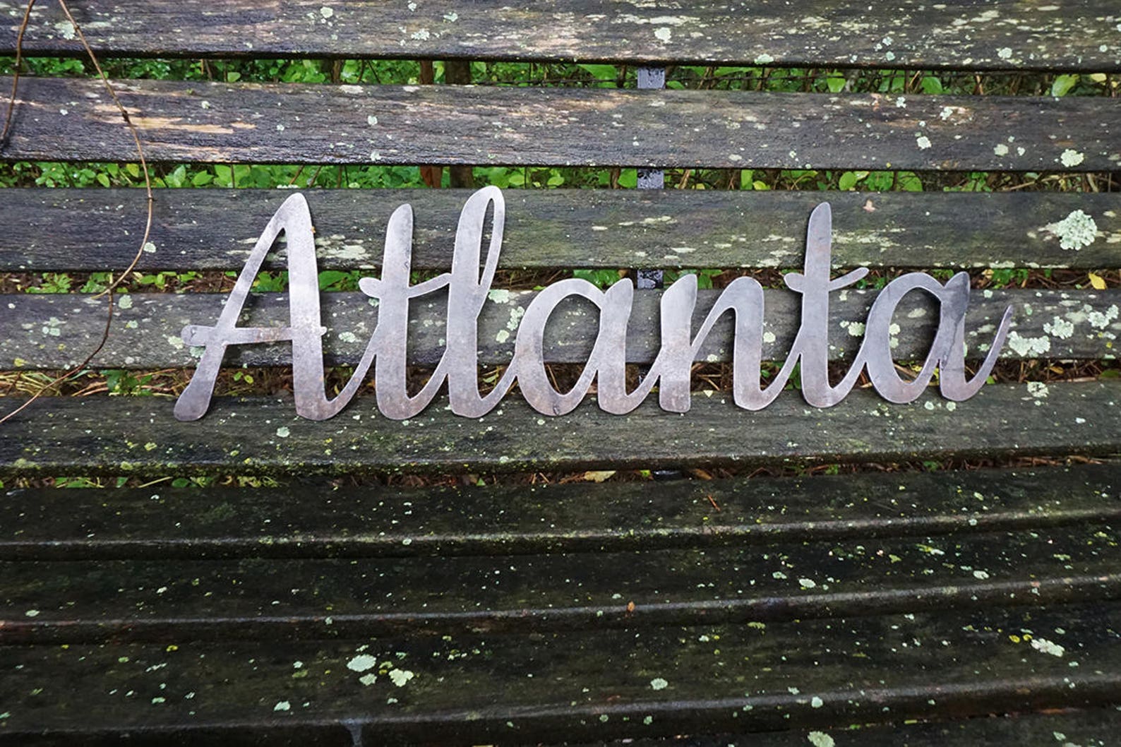 23 Atlanta Rustic Raw Steel Cursive Word Sign Georgia GA - Etsy