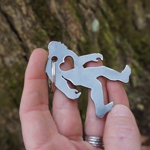 Yeti Bigfoot Sasquatch Rustic Steel Metal Key Chain and Bottle Opener ...