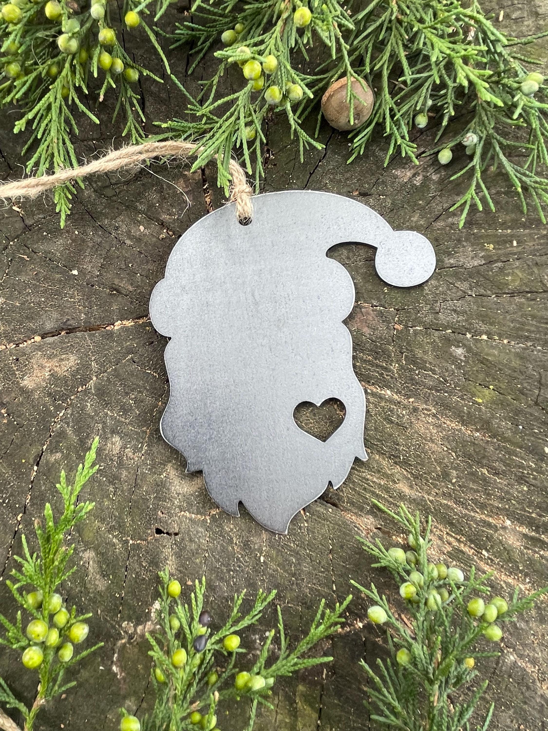 Santa Claus Ornament Made From Raw Steel Rustic Farmhouse Christmas ...