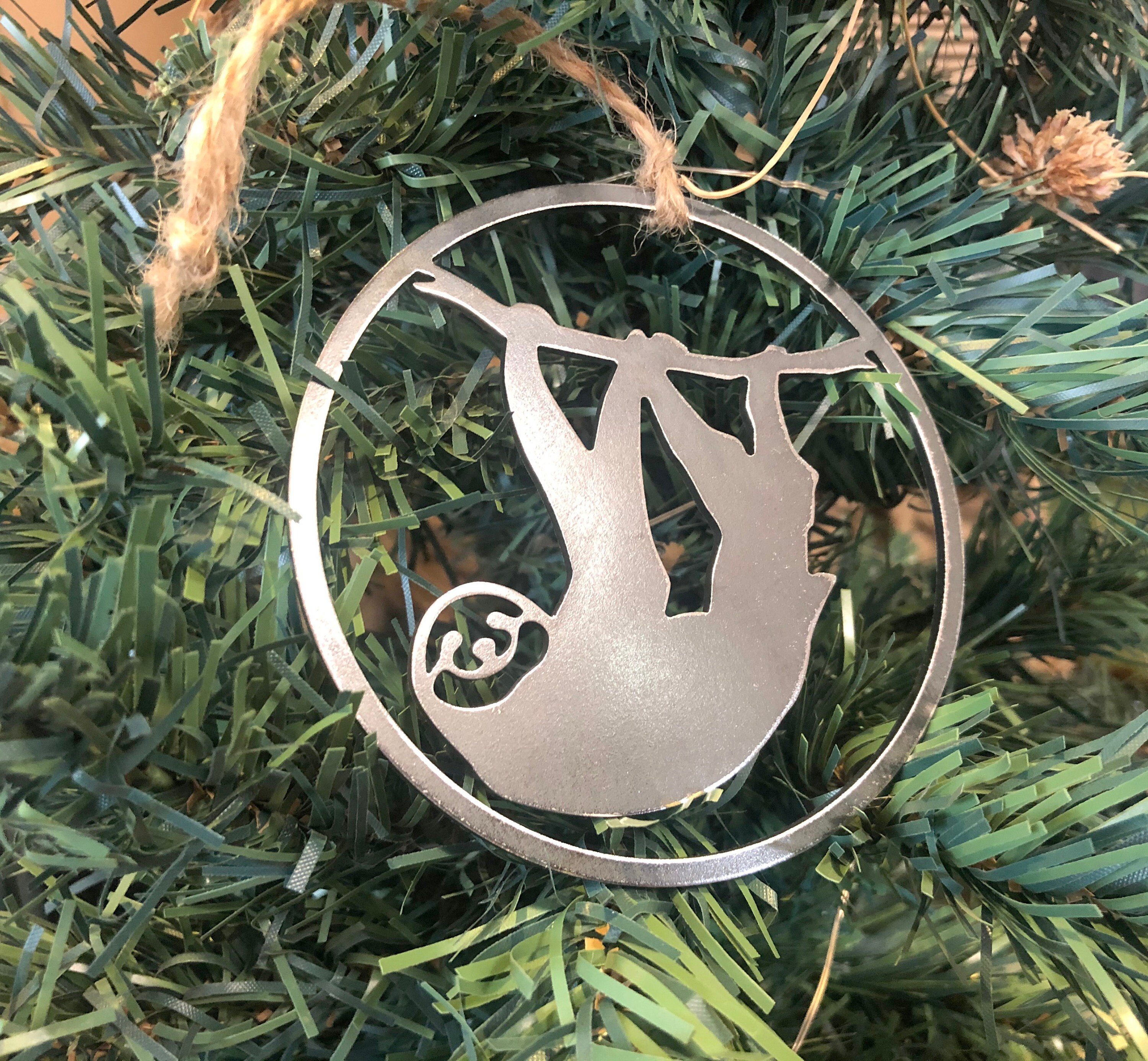 Sloth Christmas Ornament Made From Recycled Steel Sustainable - Etsy