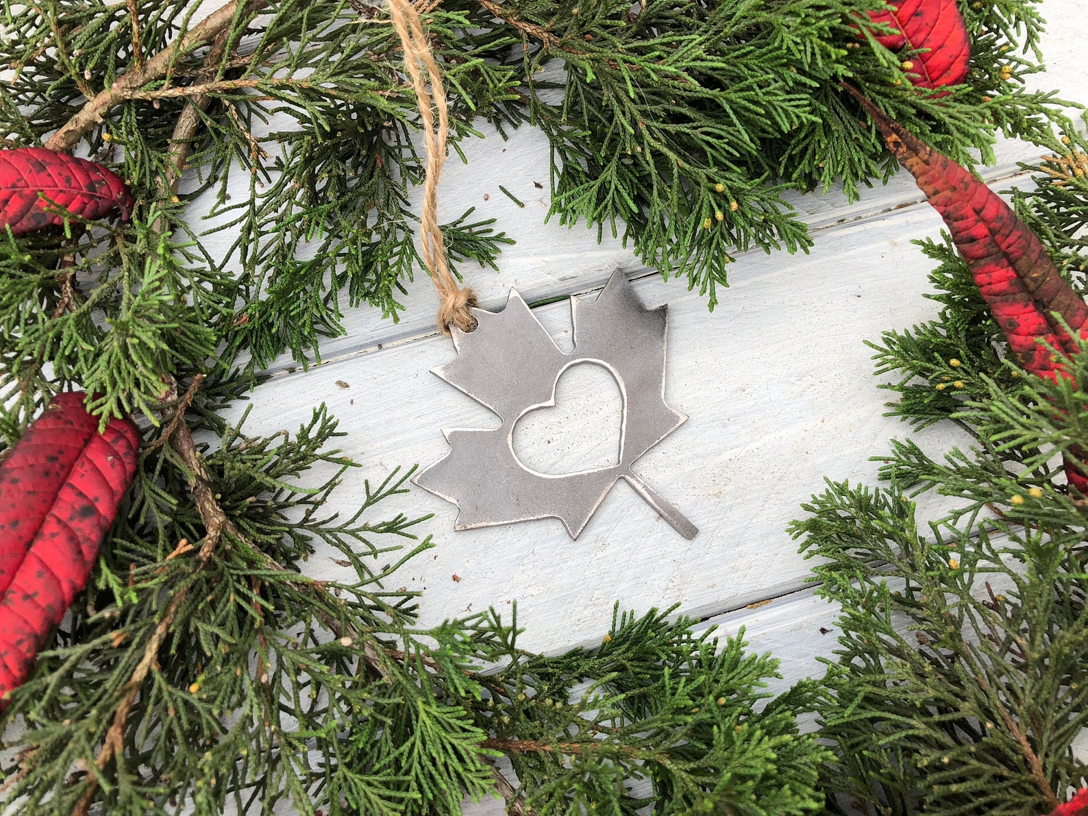 Fall Maple Leaf Christmas Ornament Vermont Canada Rustic Metal - Etsy