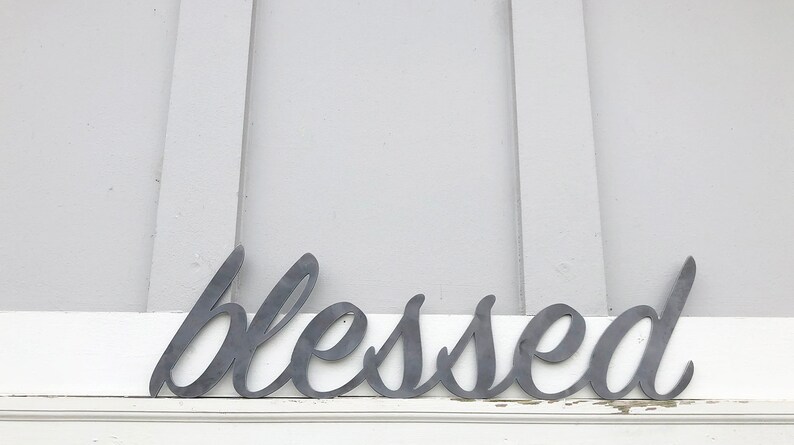 Blessed 23 Rustic Raw Steel Cursive Word Art Wall Sign - Etsy