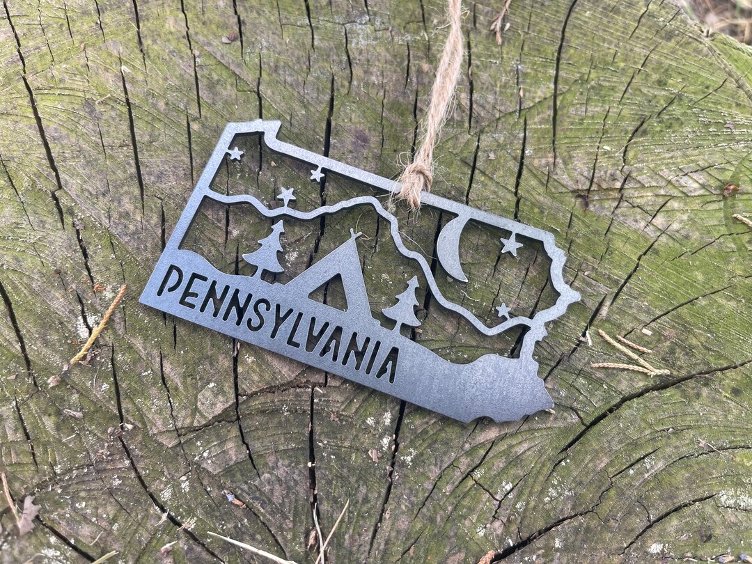 Pennsylvania State Tent Camping Mountain Metal Ornament Made From Raw ...