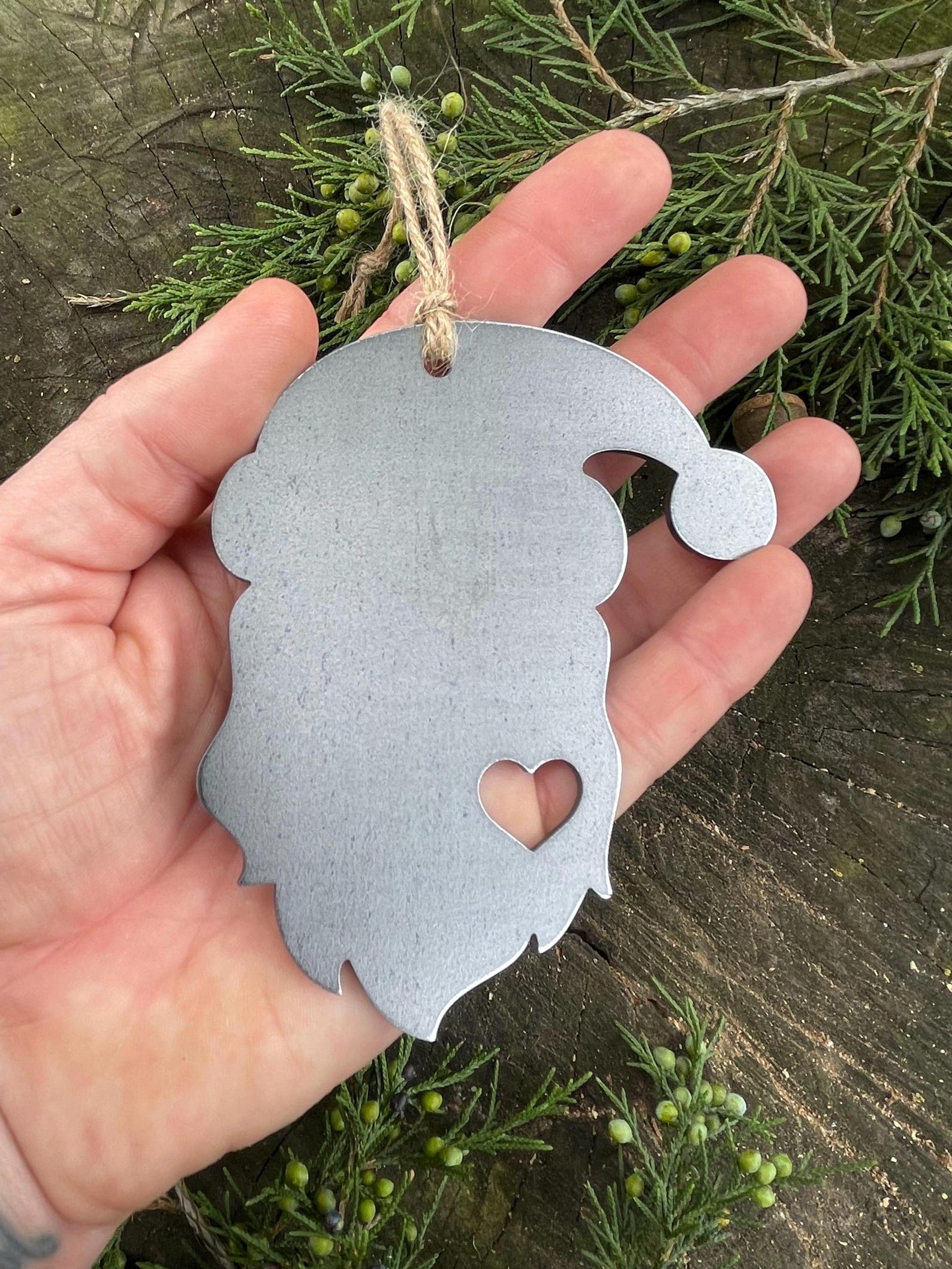 Santa Claus Ornament Made From Raw Steel Rustic Farmhouse Christmas ...