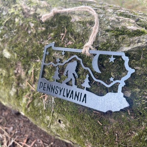 Pennsylvania State Yeti Bigfoot Mountain Scene Metal Ornament - Etsy