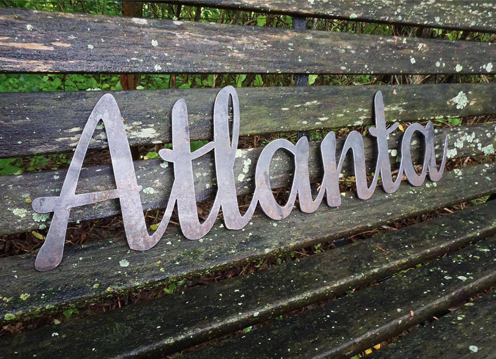 23 Atlanta Rustic Raw Steel Cursive Word Sign Georgia GA - Etsy
