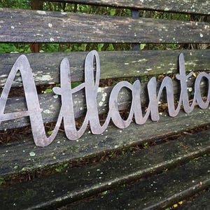 23" Atlanta Rustic Raw Steel Cursive Word Sign Georgia GA ATL City ...