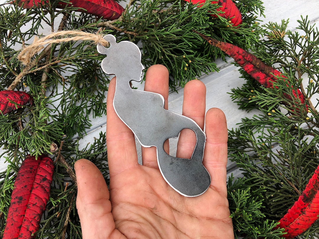 Pregnancy Metal Ornament Made From Raw Steel Baby Coming Announcement ...