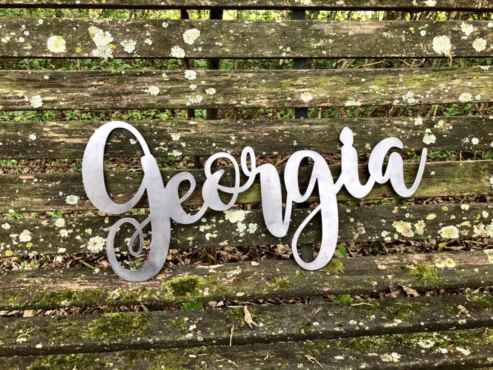 Georgia 23 Raw Steel Cursive Word Art Sign Metal By BE | Etsy