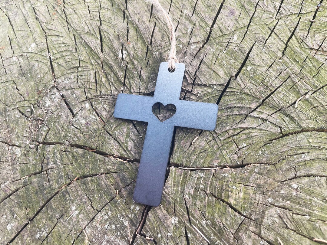 Cross Metal Ornament Made From Raw Steel Heirloom Gift Keepsake ...