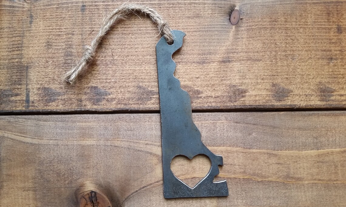 Delaware State Ornament Made from Recycled Raw Steel Christmas | Etsy