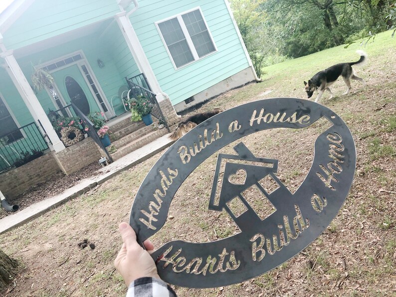 Hands Build a House Hearts Build a Home Metal Sign House Warming Gift ...