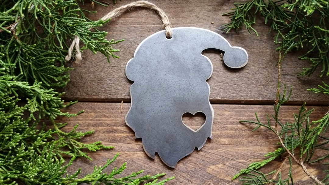 Santa Claus Ornament Made From Raw Steel Rustic Farmhouse Christmas ...