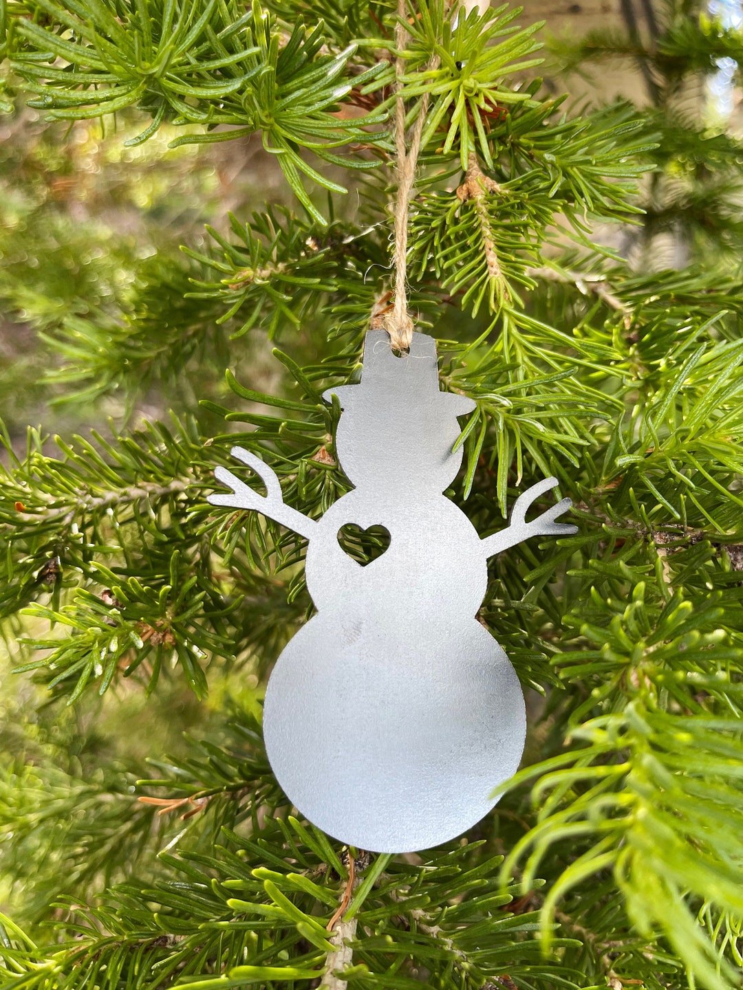 Snowman Christmas Ornament Love Snowmen Heart Rustic Metal Christmas ...