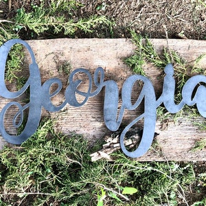 Georgia 23" Raw Steel Cursive Word Art Sign Metal by BE Outfitters - Etsy