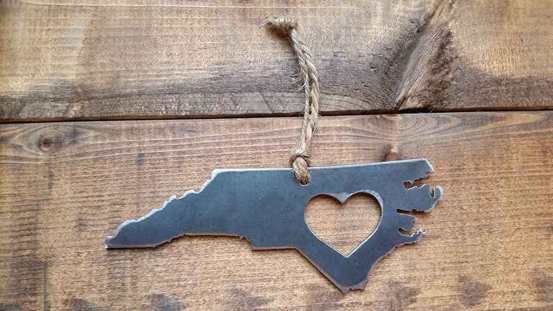 North Carolina State Ornament / Made From Recycled Raw Steel / | Etsy