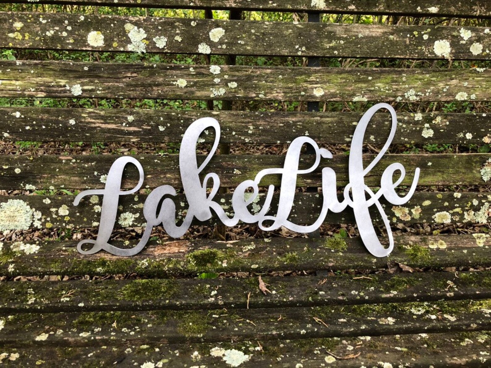 Lake Life 23 Raw Steel Cursive Word Art Sign Metal - Etsy