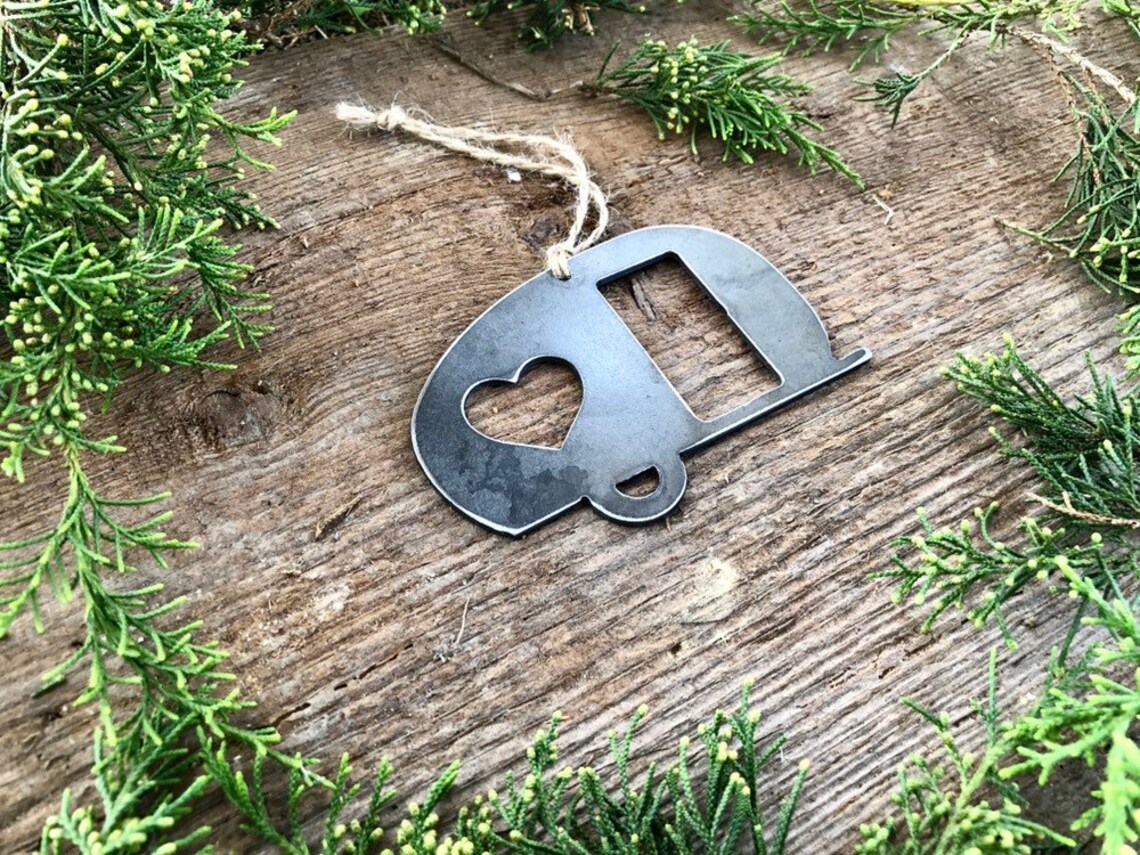 Canned Ham Vintage Camper Metal Ornament with Heart Raw Steel | Etsy