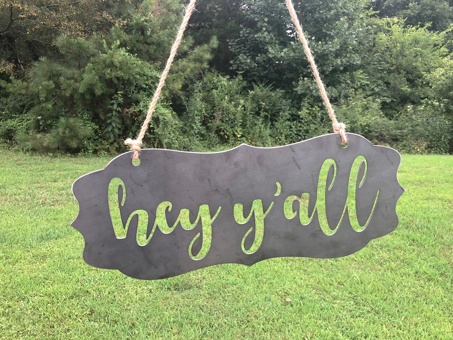 Hey y'all 22 metal sign rustic raw recycled steel | Etsy