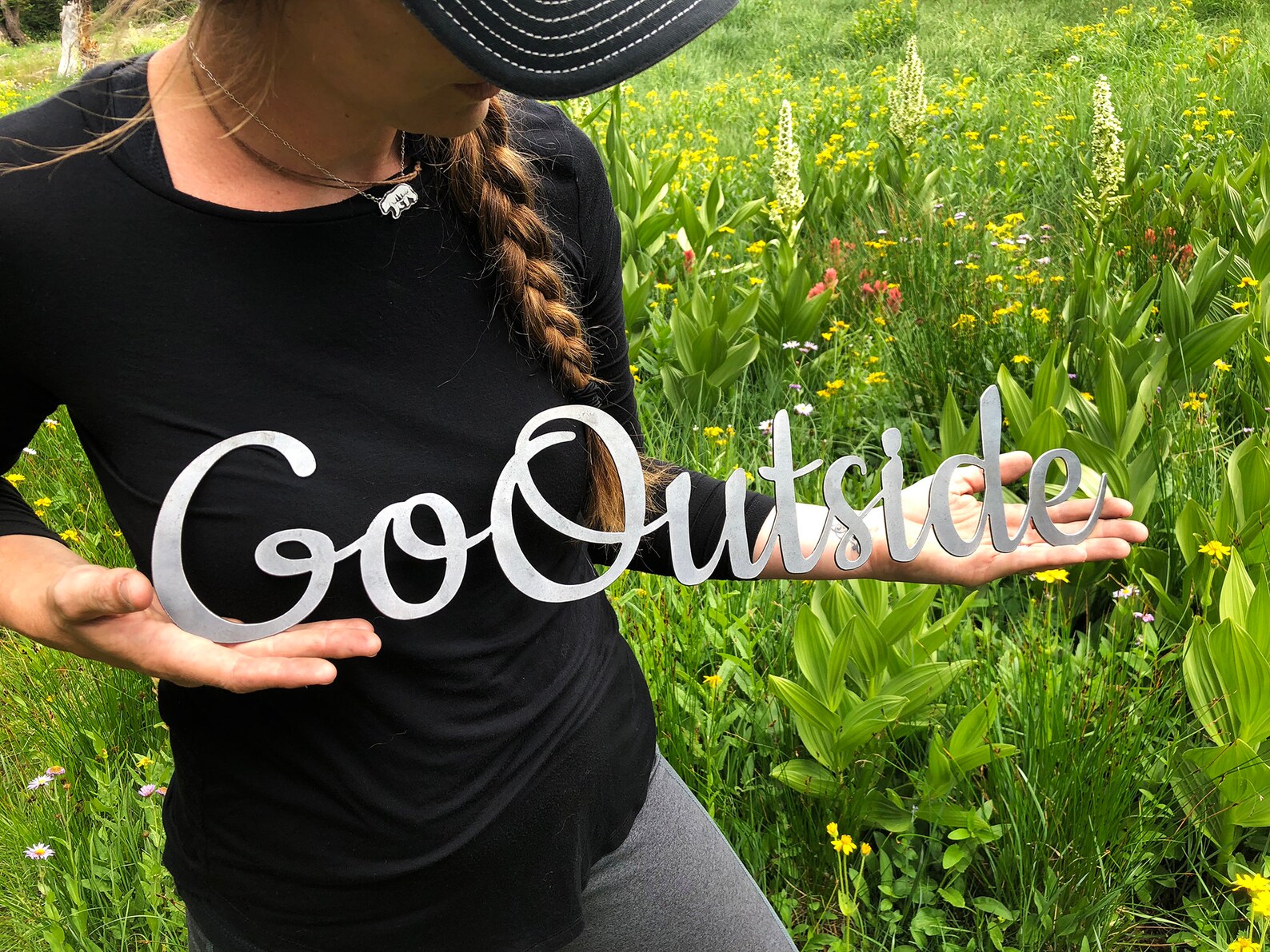 Go Outside 23 Rustic Raw Steel Cursive Sign | Etsy