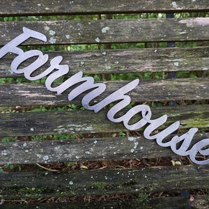 Farmhouse 23" Rustic Raw Steel Cursive Word Art Wall Sign Metal Home ...
