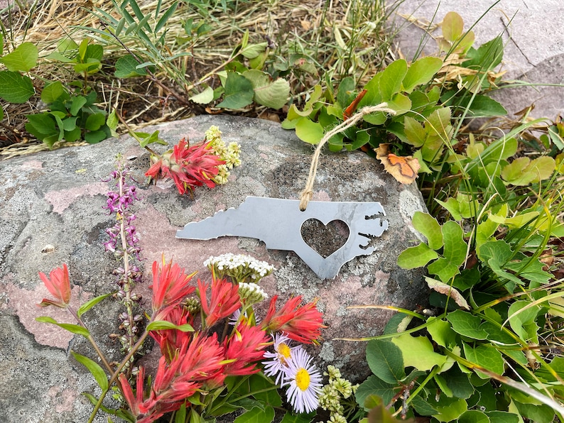 North Carolina State Ornament Made From Raw Steel Anniversary - Etsy